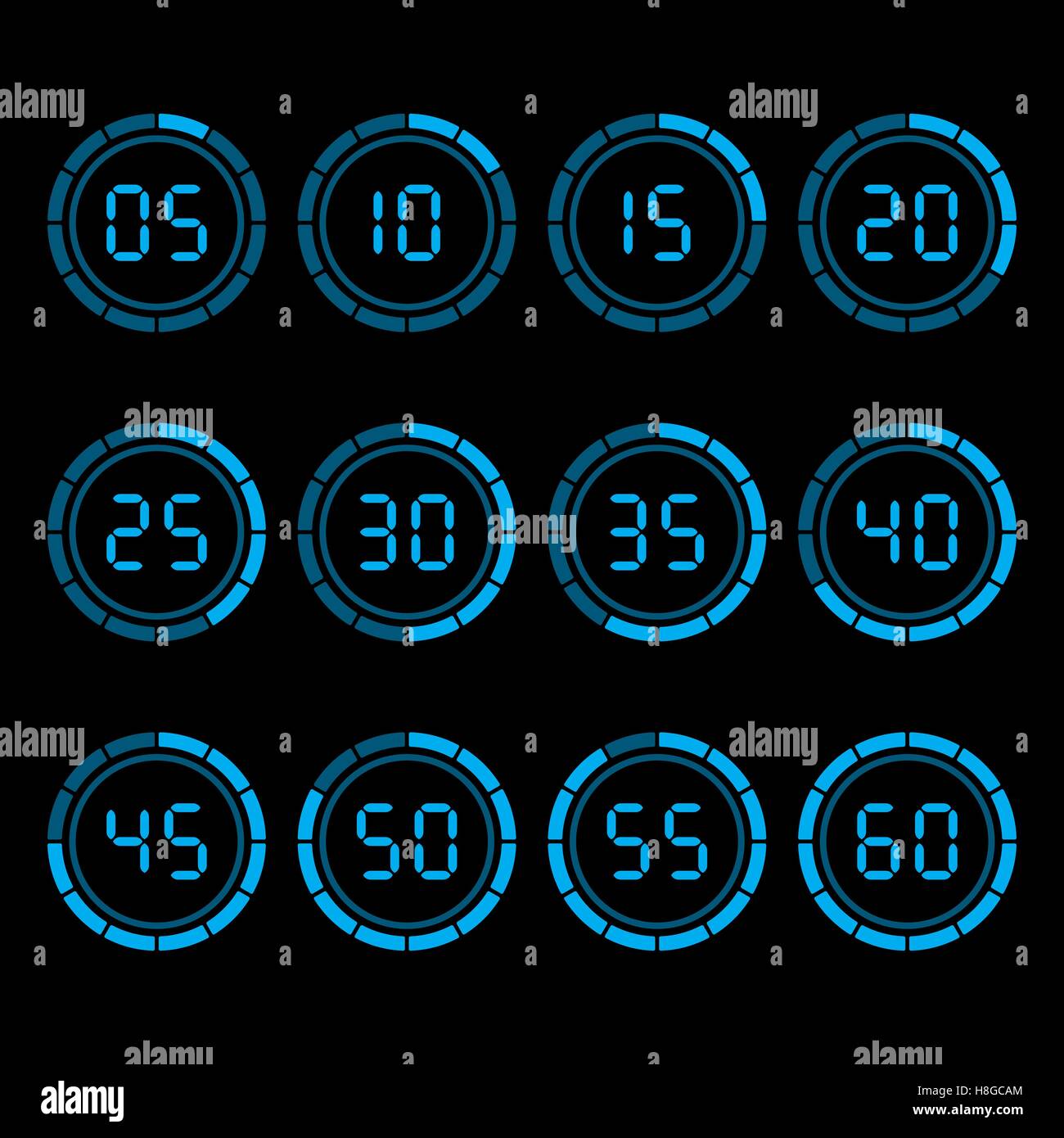 Digitalen Countdown-Timer mit fünf-Minuten-Intervall Stock-Vektorgrafik ... Digitalen Countdown-Timer mit fünf-Minuten-Intervall Stock-Vektorgrafik ...
