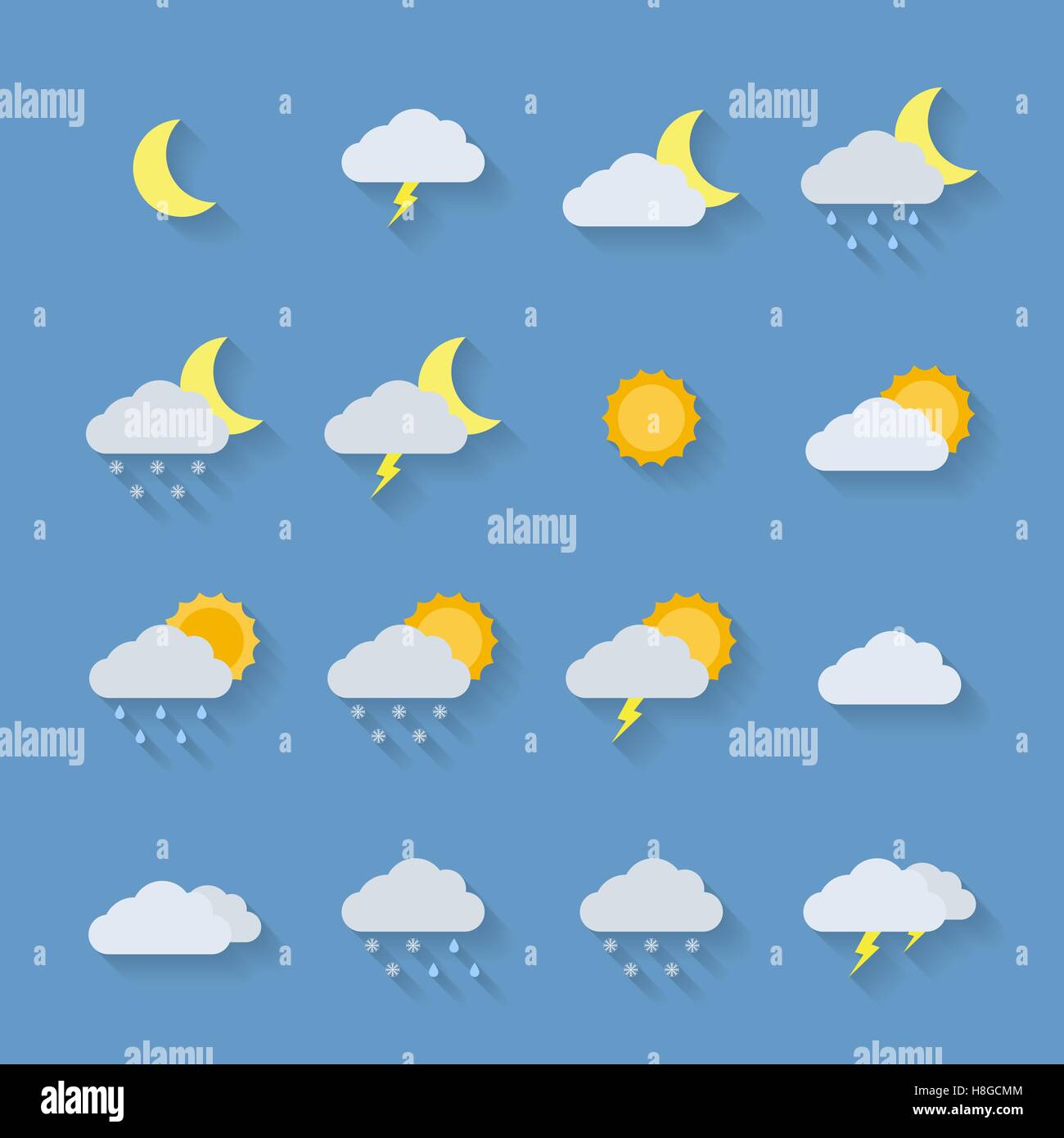 Weather forecast symbols icons set -Fotos und -Bildmaterial in hoher ...