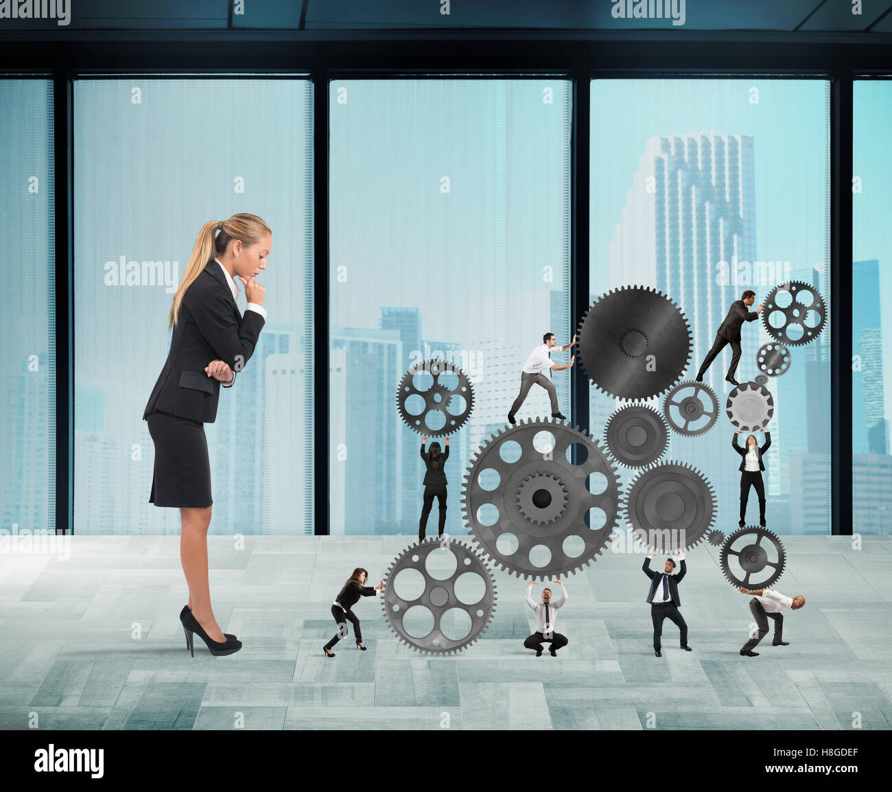 Chef baut ein Business team Stockfotografie - Alamy