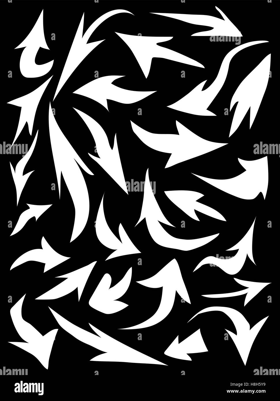 weißer Pfeil Symbol Kollektion Silhouette auf schwarzem Hintergrund ...