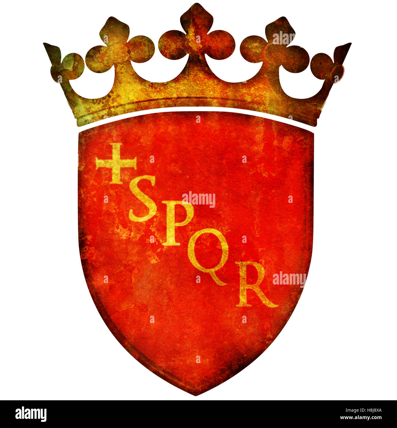 alte Vintage isoliert über weißen Wappen von Rom in Italien ...