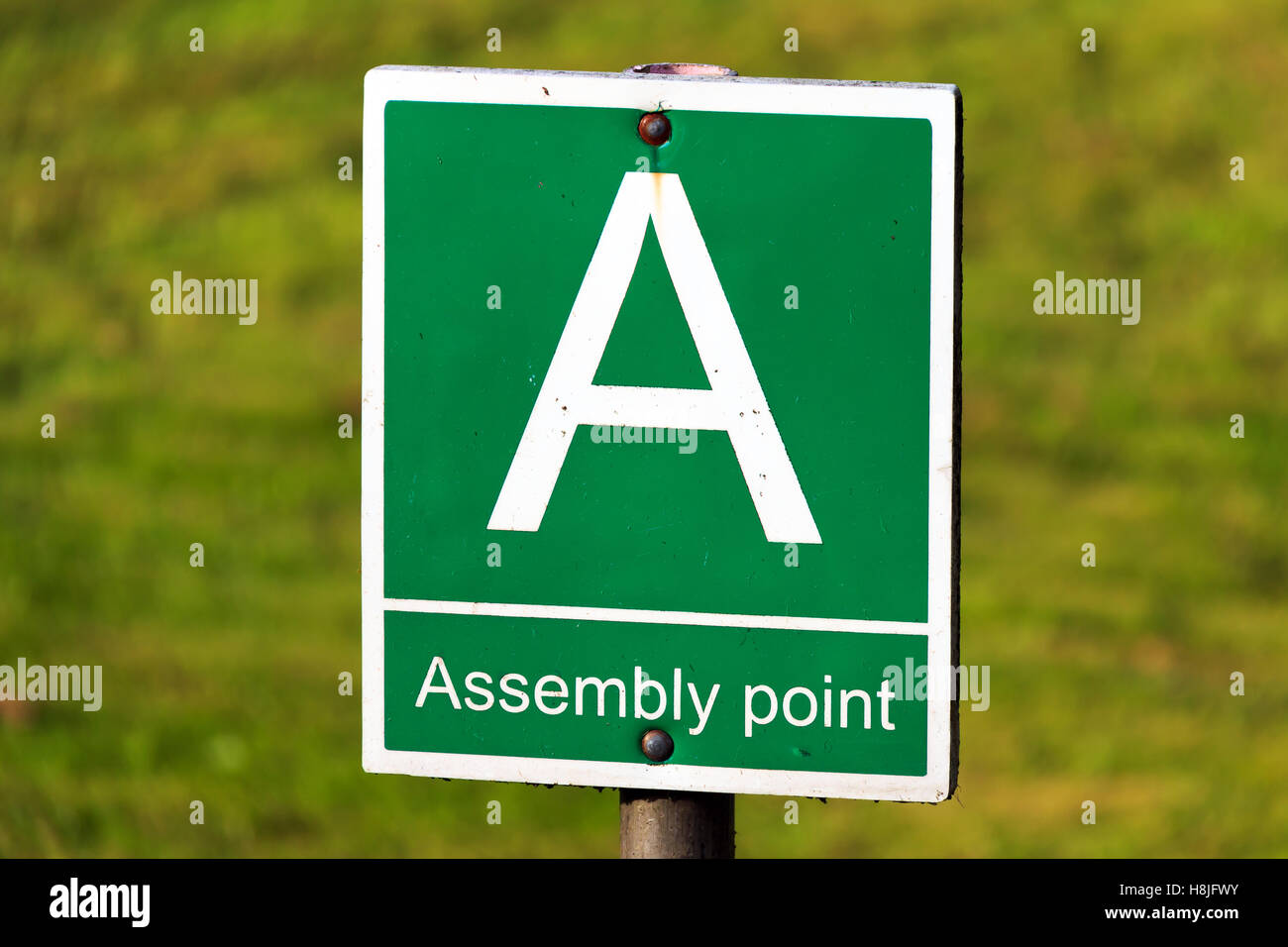 Grüne und weiße Montage-Punkt-Zeichen Stockfotografie - Alamy