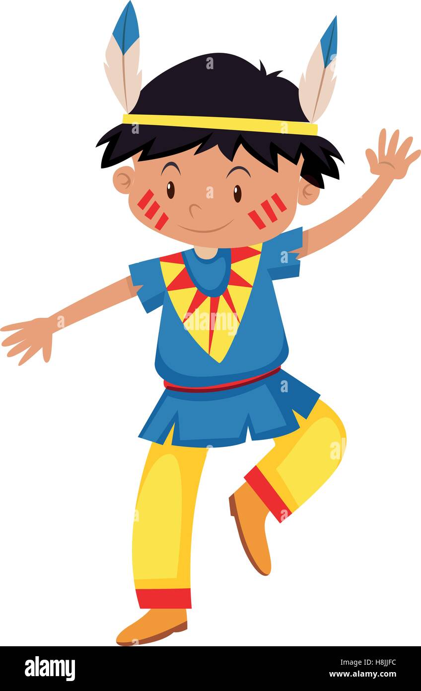 Junge verkleidet als Indianer illustration Stock-Vektorgrafik - Alamy