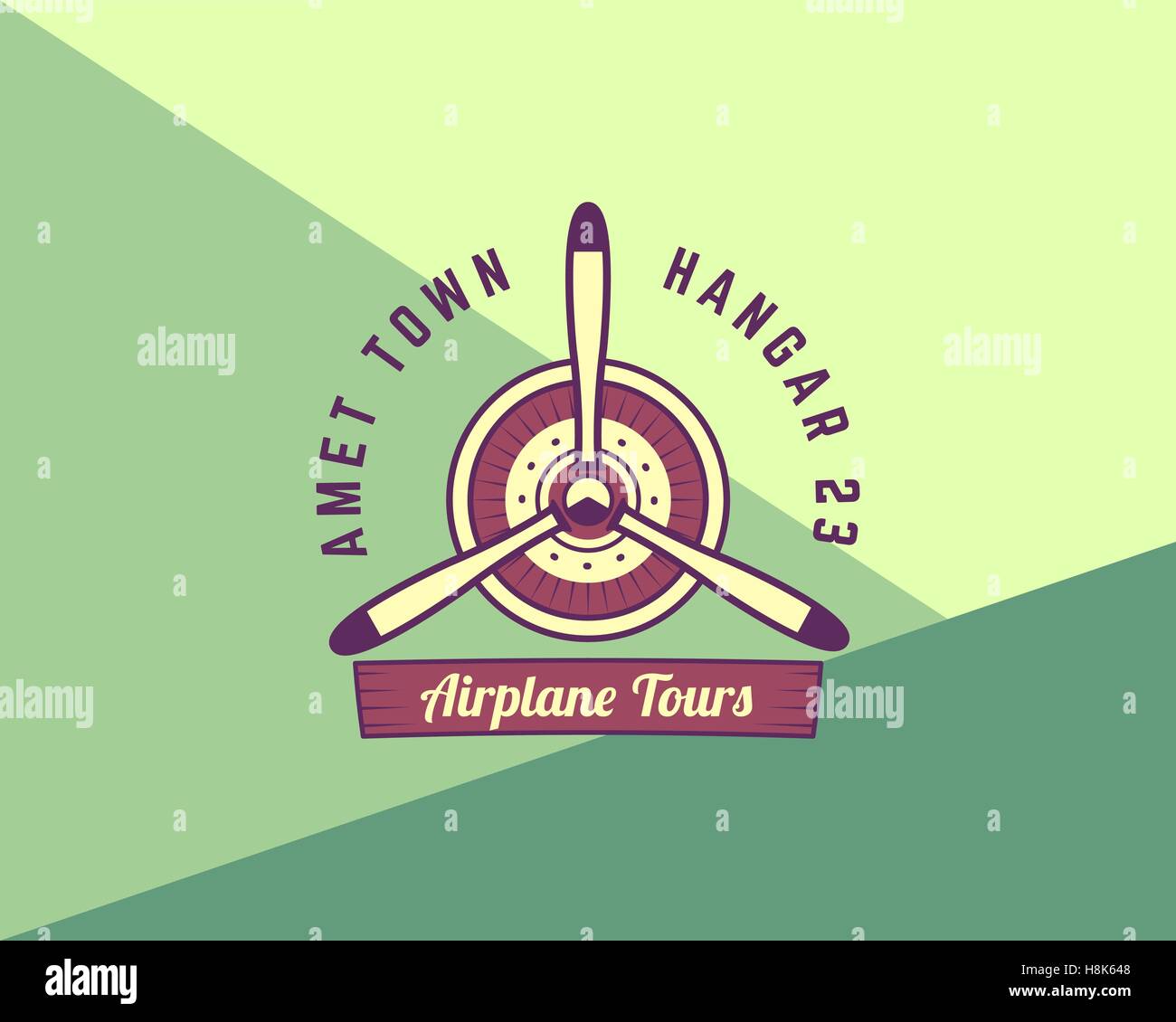 Flugzeug-Propeller-Emblem. Doppeldecker-Label. Retro-Flugzeug-Plakette ...