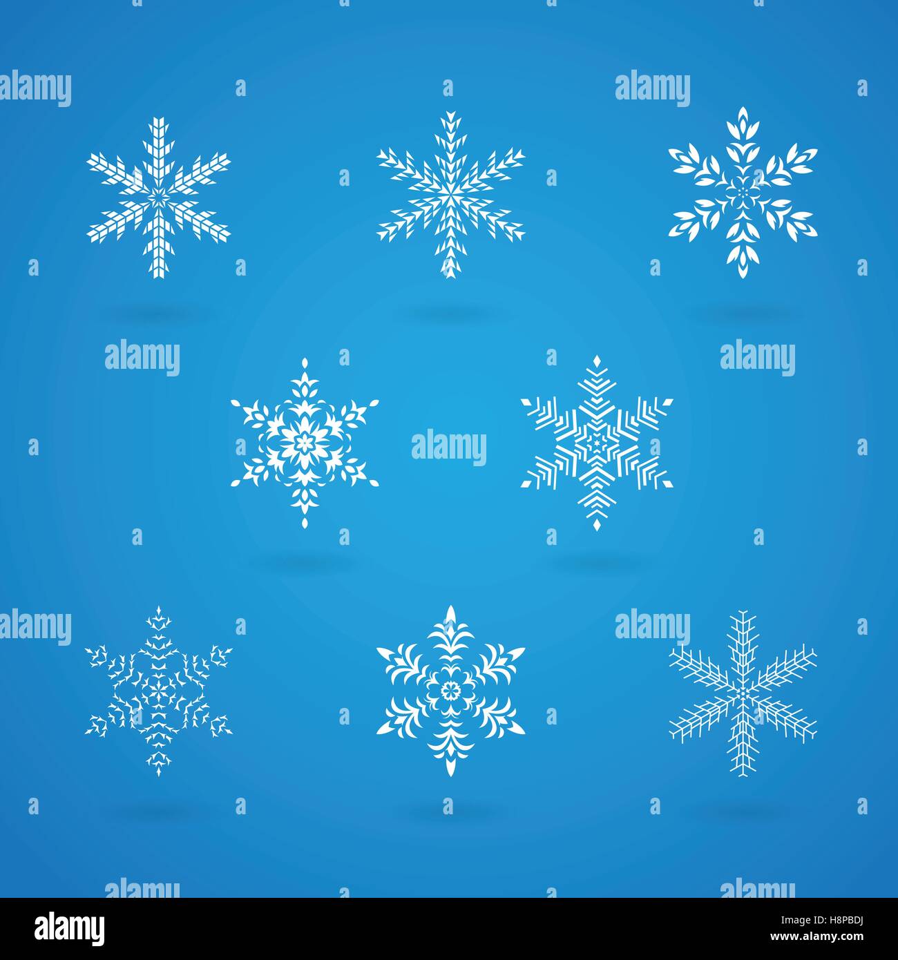 Vektor-Illustration von Schneeflocken Kristalle Icons Stock ...