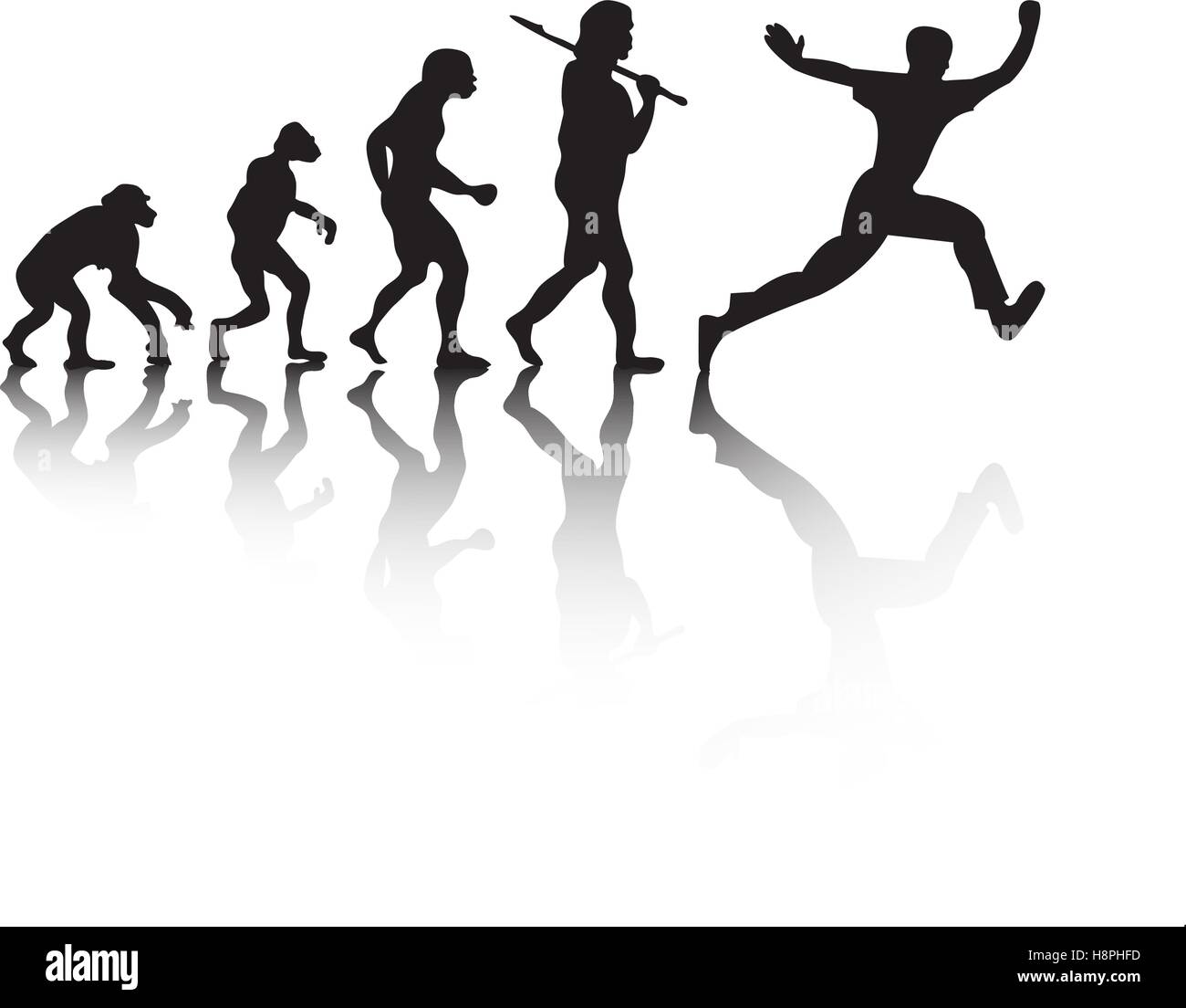 Die Evolution, Silhouette Menschen. Darwin Theorie. Vektor-illustration ...
