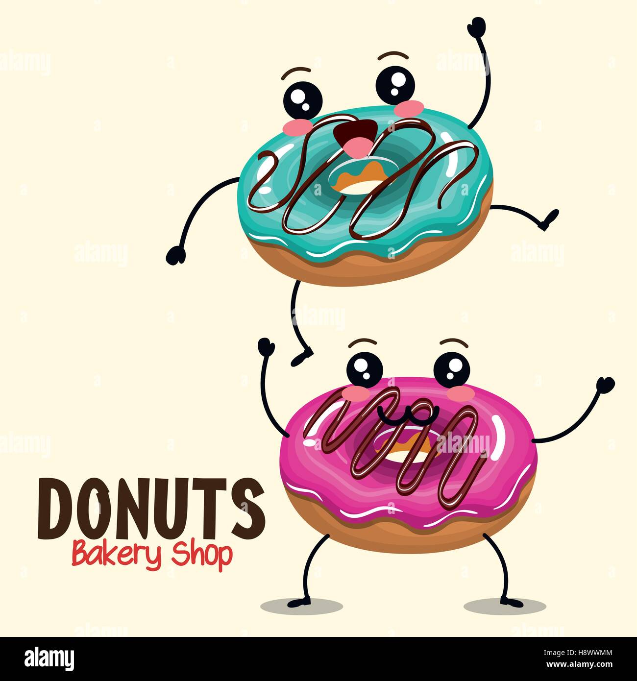 köstliche Krapfen Comic-Figur-Vektor-Illustration-design Stock ...