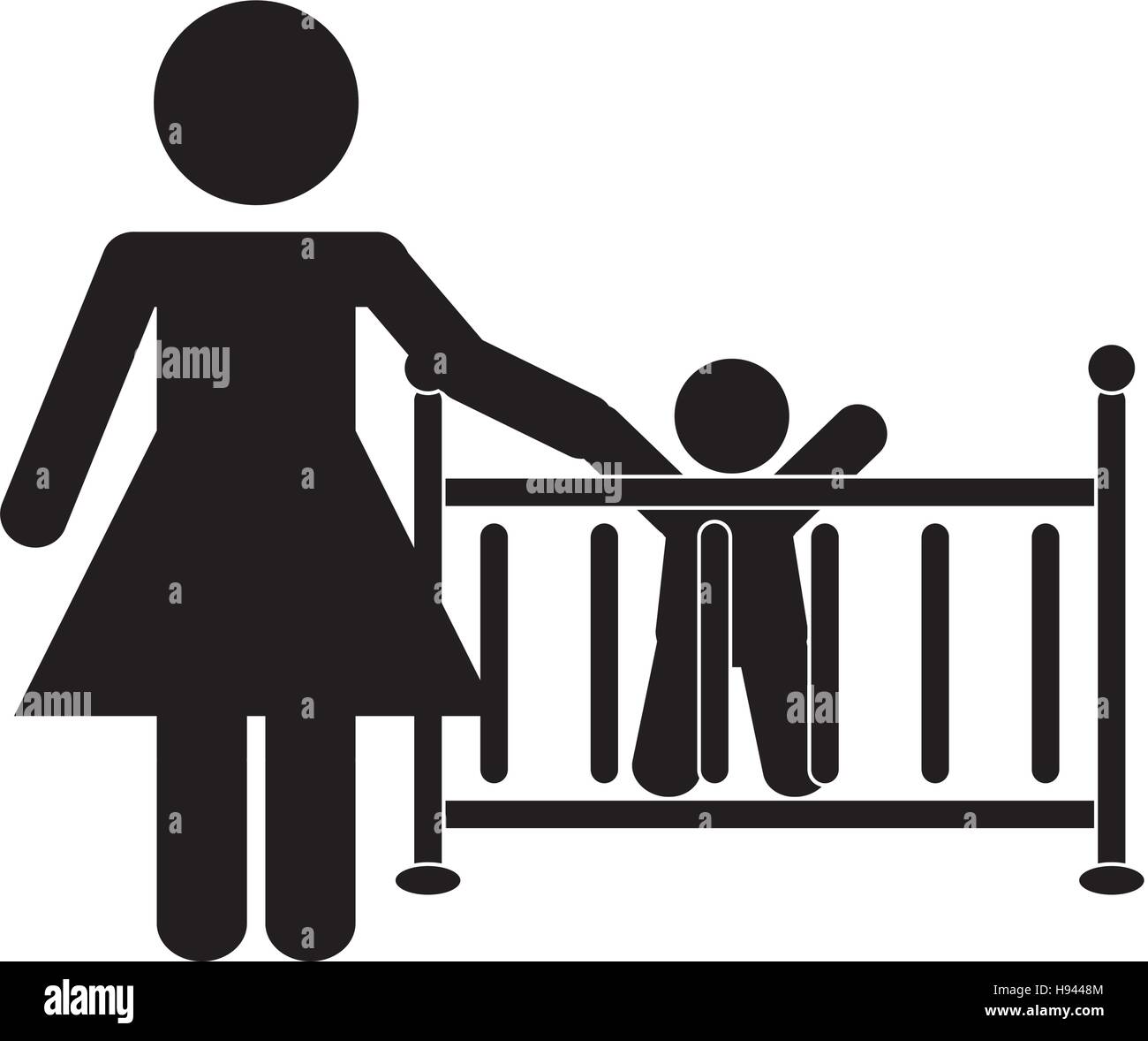 Mutter Tochter Kind Piktogramm isolierten Symbol Stock-Vektorgrafik - Alamy