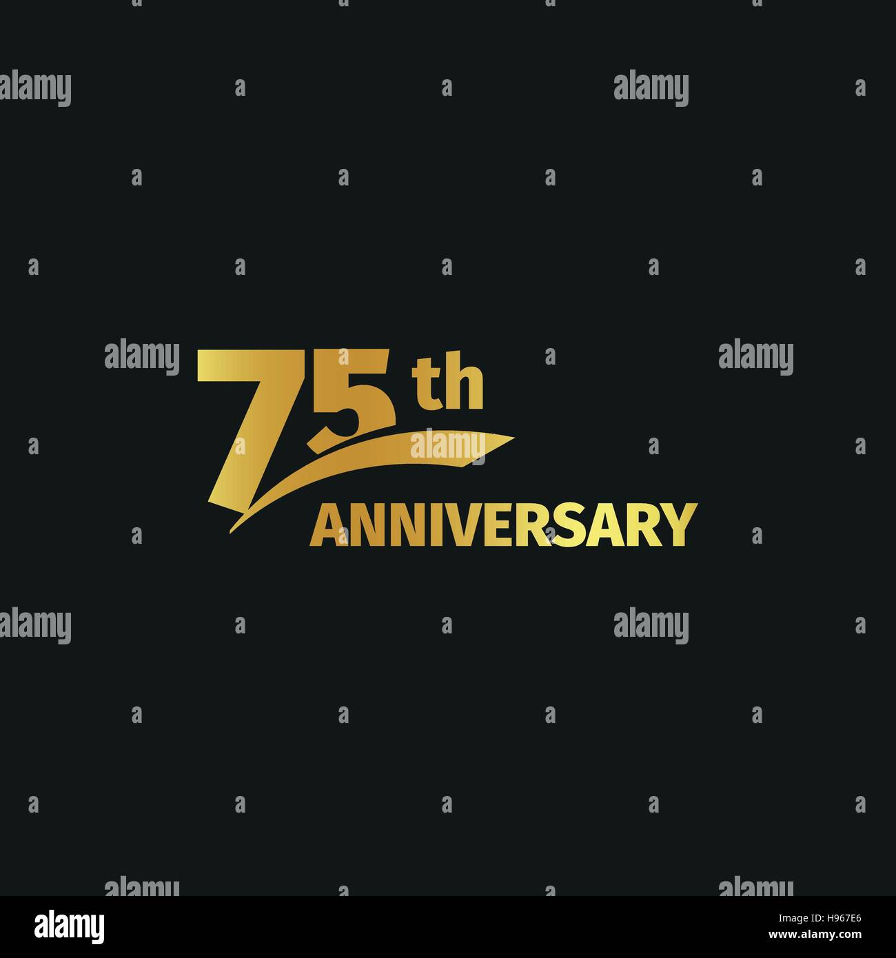 Abstract golden 75th Jahrestag Logo auf schwarzem Hintergrund isoliert ...