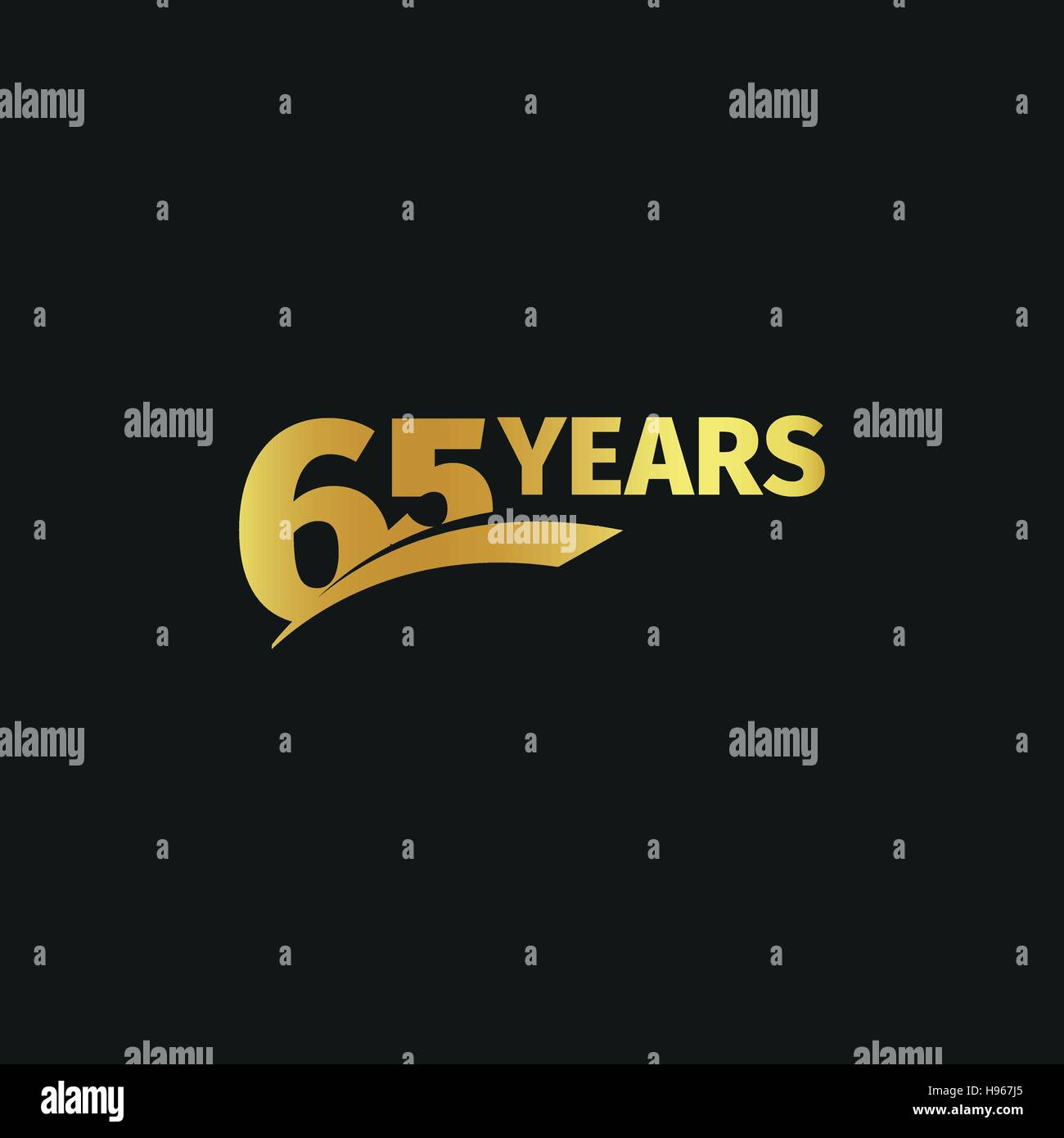 Abstract golden 65. Jubiläumslogo auf schwarzem Hintergrund isoliert ...