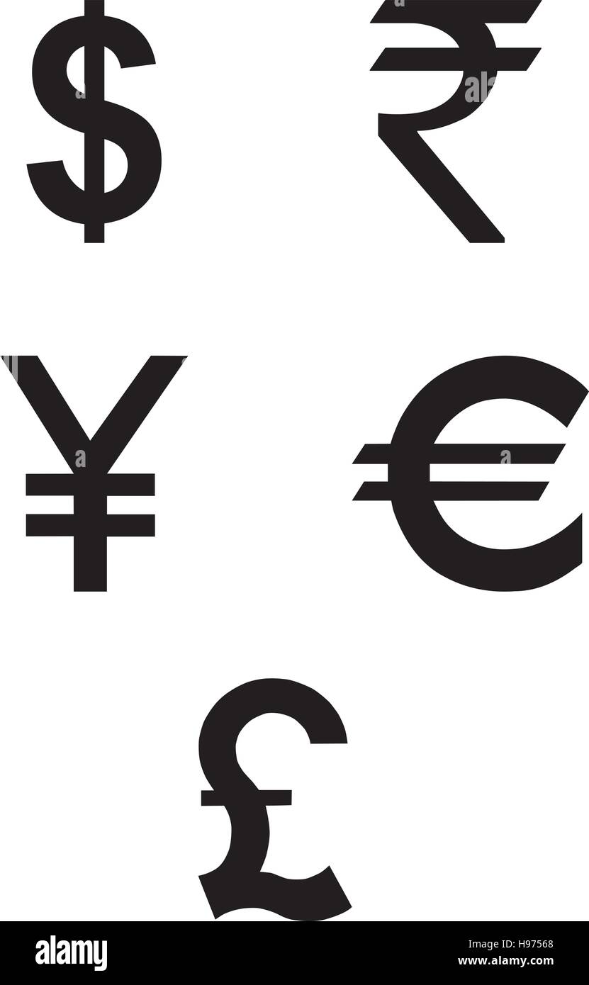 Währungen Symbol Symbole gesetzt. Vektor Stock-Vektorgrafik - Alamy