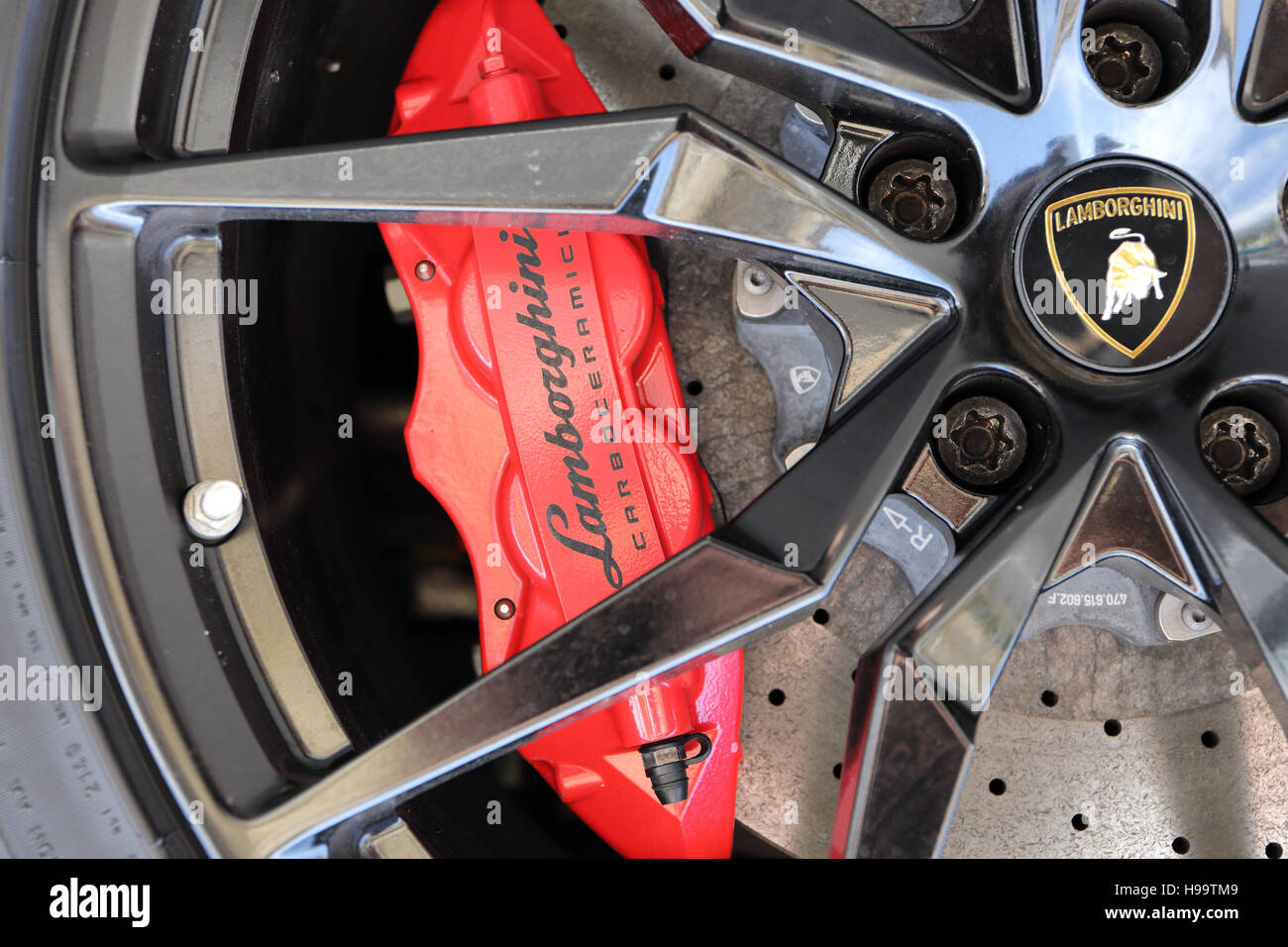 Lamborghini-Rad und Bremse Bremssattel Stockfotografie - Alamy