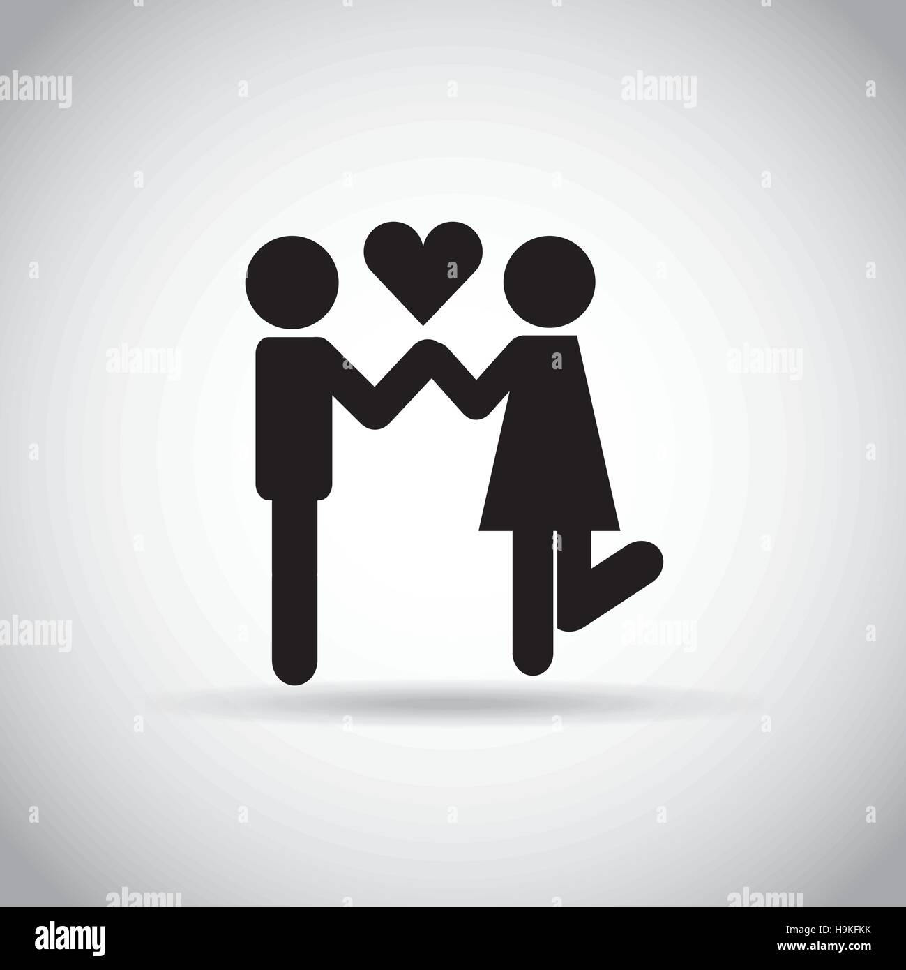 paar in der Liebe mit Herz-Symbol auf weißem Hintergrund. Piktogramm ...