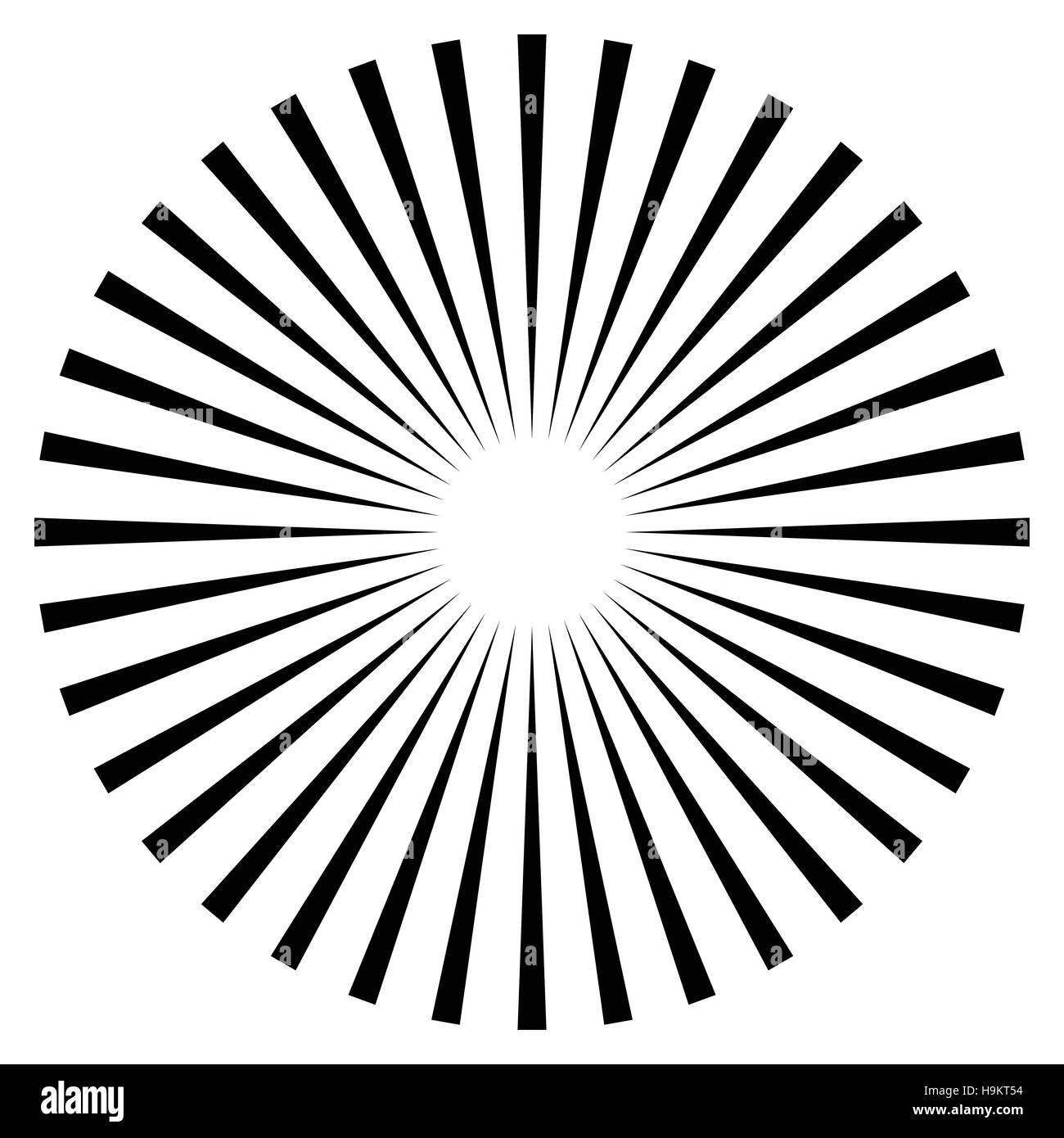 Strahlen, Balken-Element. Sunburst, Starburst Form auf weiß. Strahlende ...
