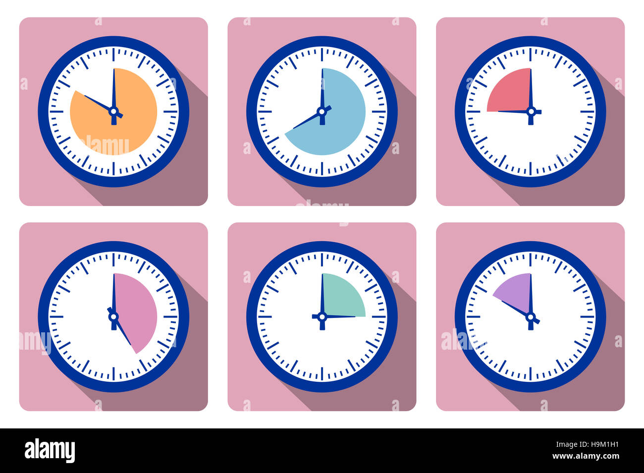 Uhr mit Timer in verschiedenen Farben im Stil der Symbole Infografiken ...