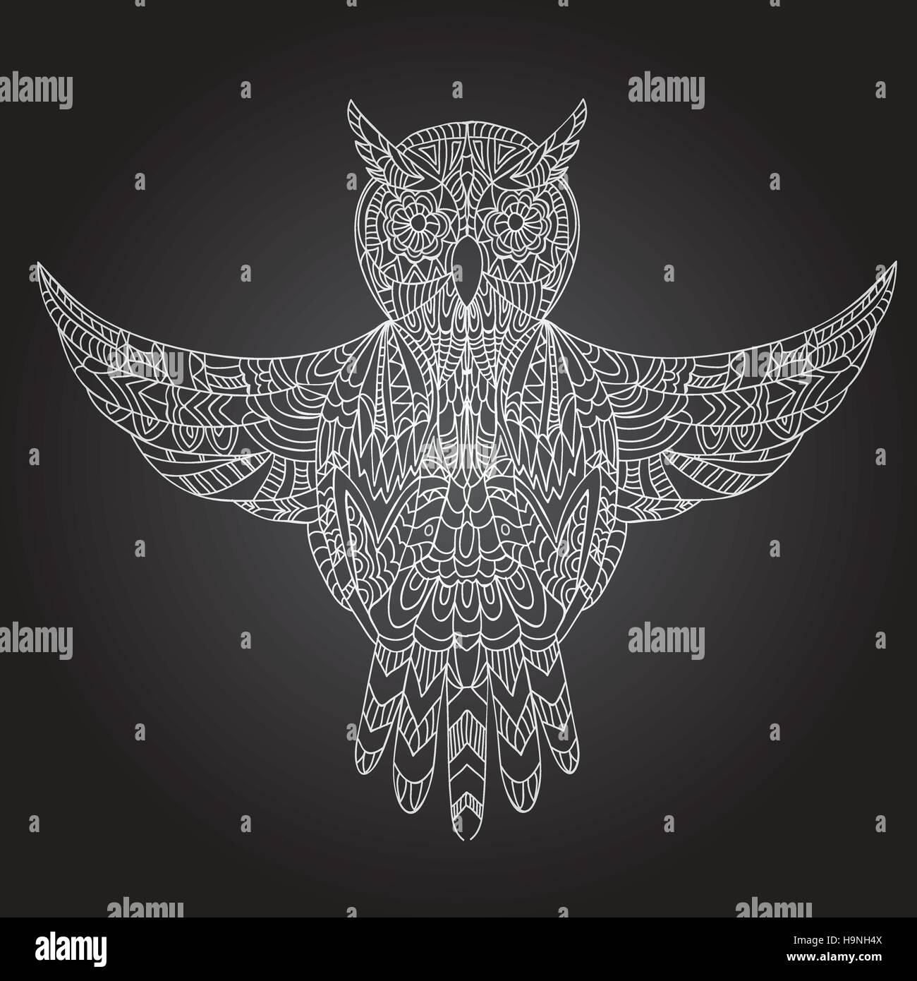 Ornamentale Hand gezeichnete Eule - Vektor-Illustration - doodle Stil ...