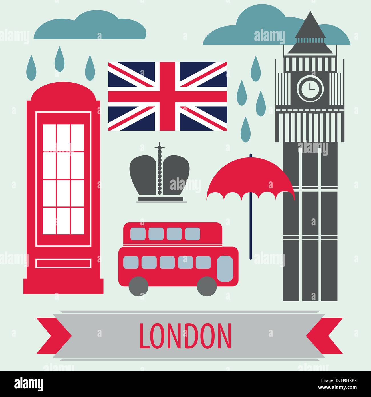 Poster mit London Symbole und Wahrzeichen - Vektor-illustration Stock ...