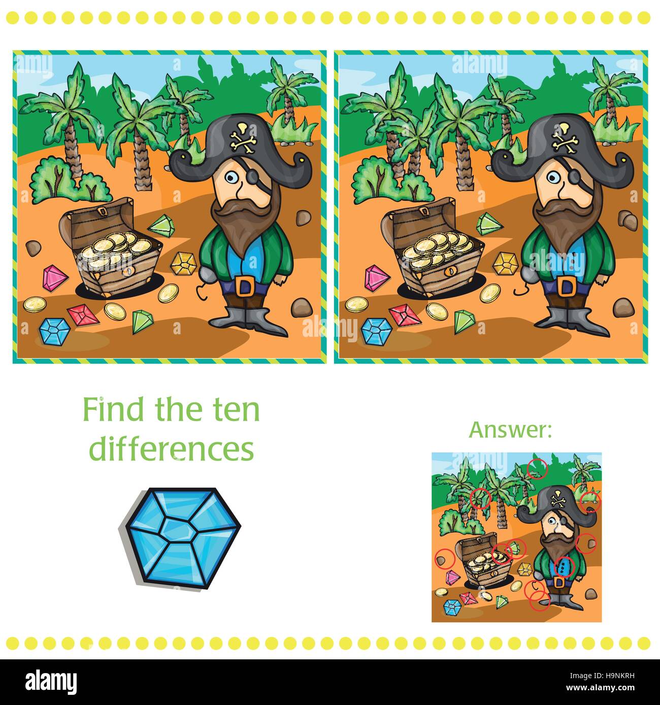Spiel für Kinder - Piraten - finden Sie die zehn Unterschiede Stock ... Spiel für Kinder - Piraten - finden Sie die zehn Unterschiede Stock ...