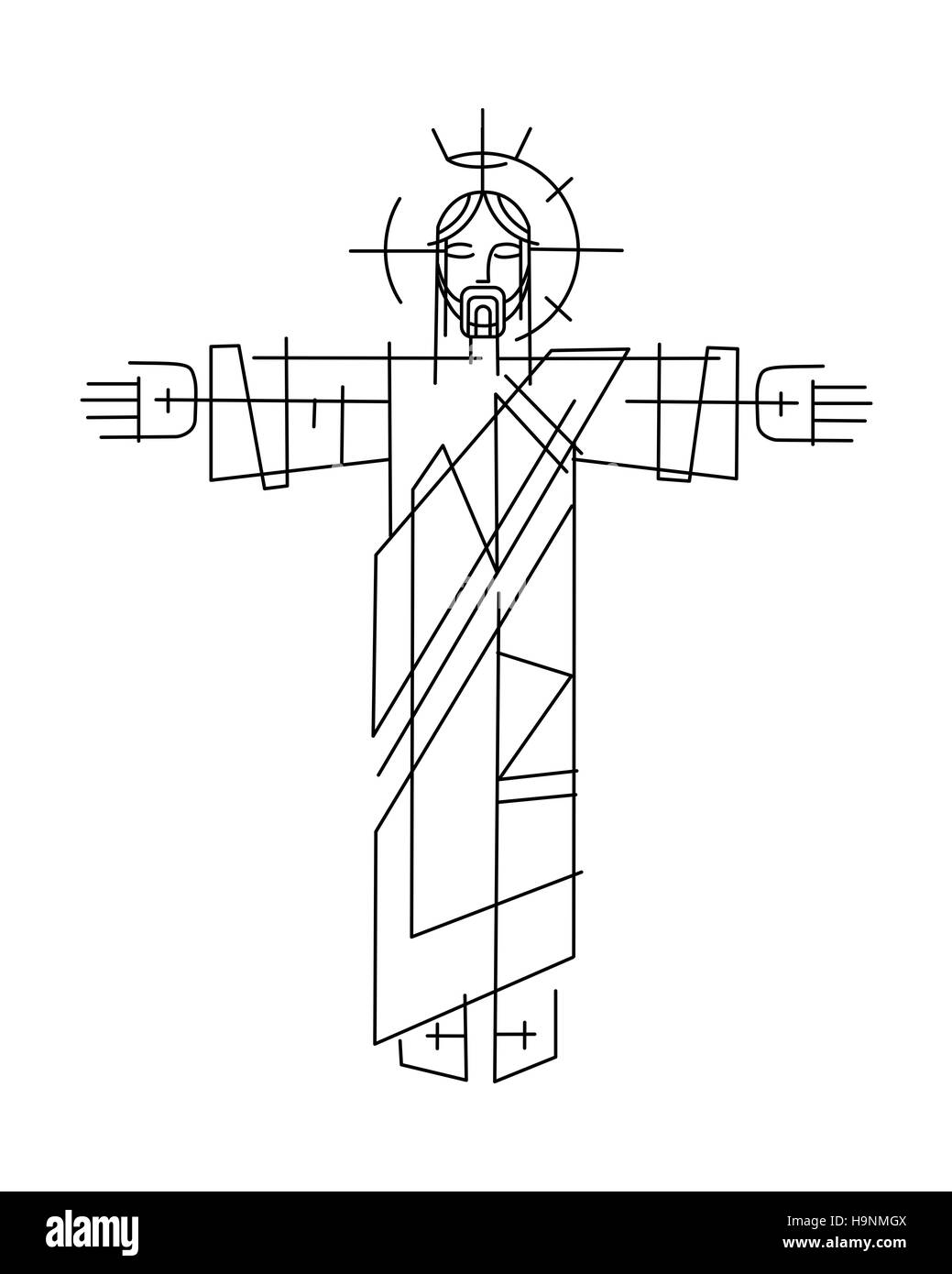 Vektor-Illustration von Hand gezeichnet oder Zeichnung von Jesus ...