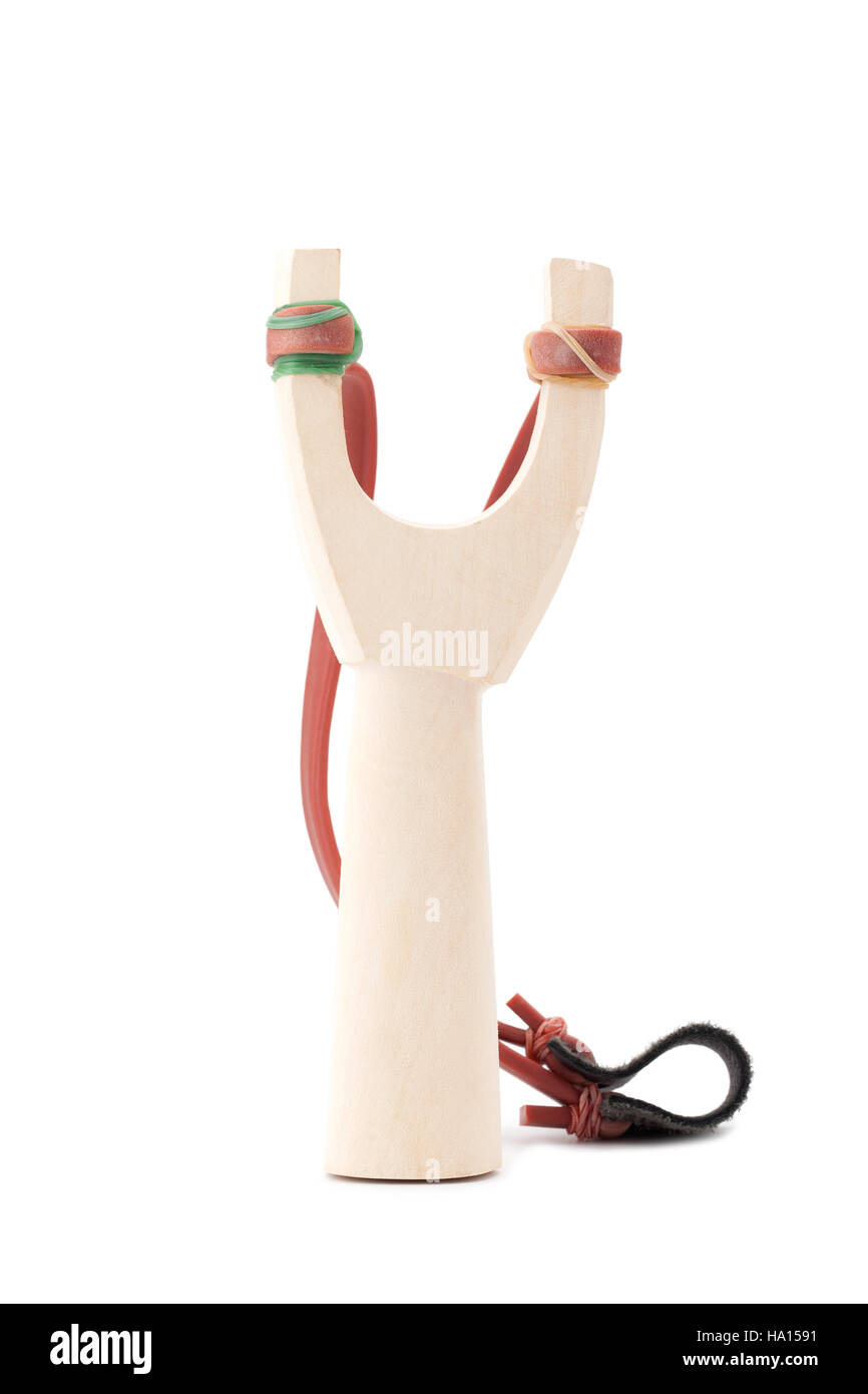 Katapult schleuder isoliert gummi spiel waffe sport leder ...