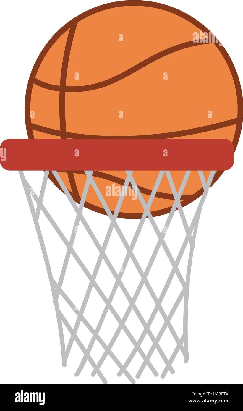 Silhouette bunt mit Basketball Hoop und Ball-Vektor-illustration Stock ...