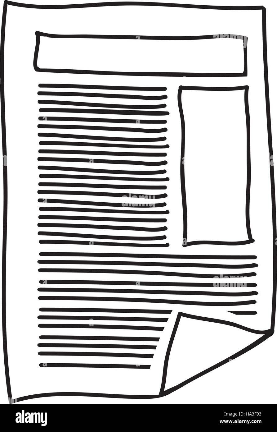 Vektor-Illustration der Hand Zeichnung von Papier Blatt Text und ...