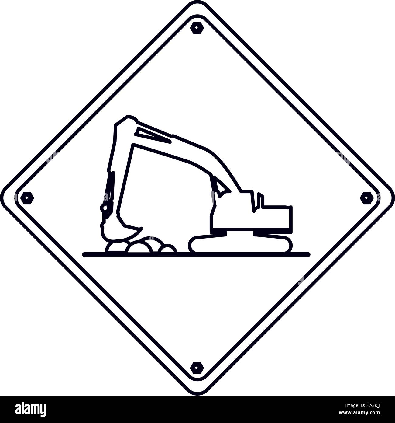 Bagger LKW-Bau arbeiten hart Umriss Stock-Vektorgrafik - Alamy