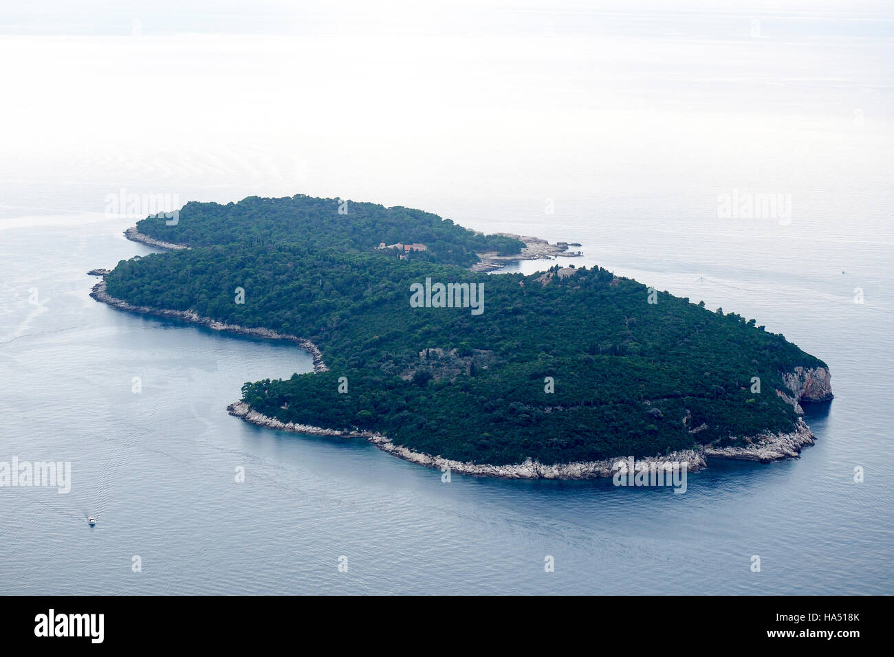 Erhöhten Blick auf Lokrum Insel, Dubrovnik, Kroatien Stockfotografie ...