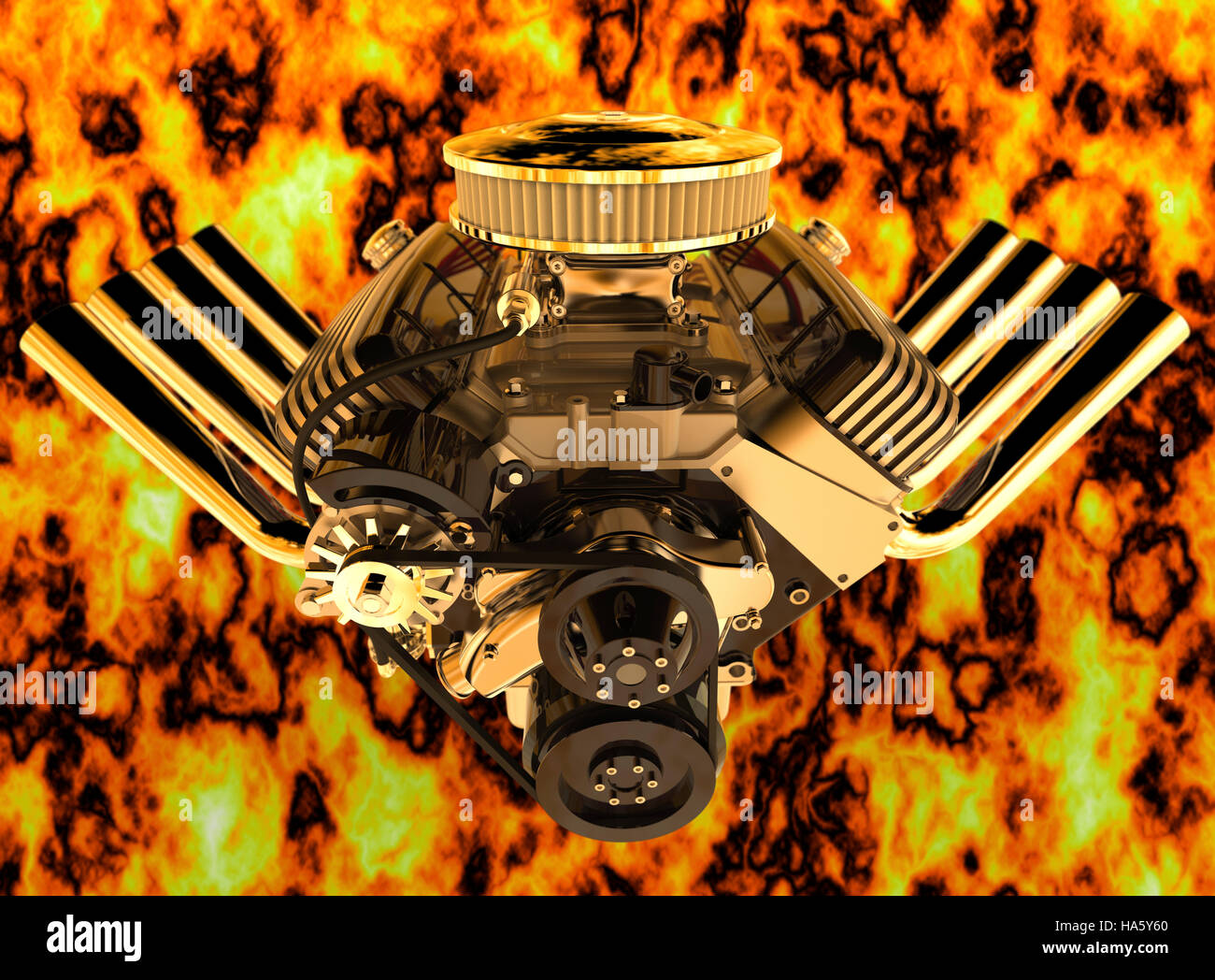 Hot-Rod-V8-Motor 3D Rendern Stockfotografie - Alamy