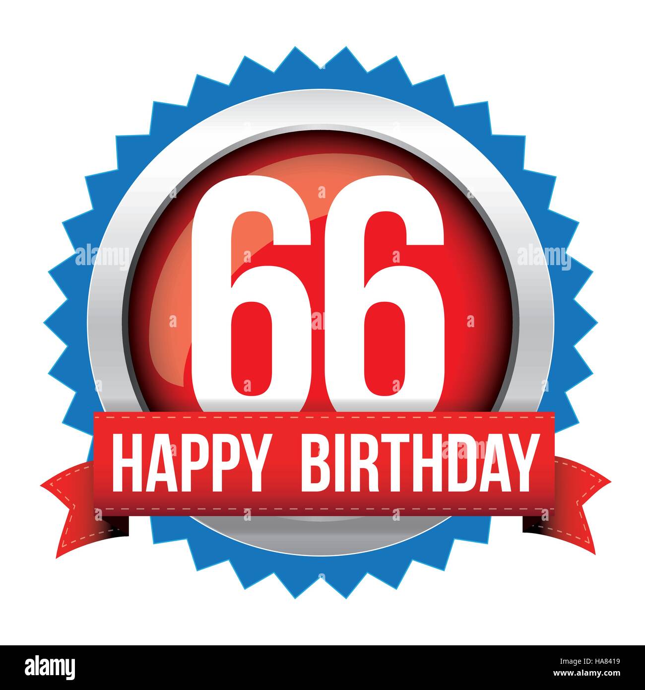 Sechsundsechzig Jahre alles Gute zum Geburtstag Abzeichen Band Stock ...