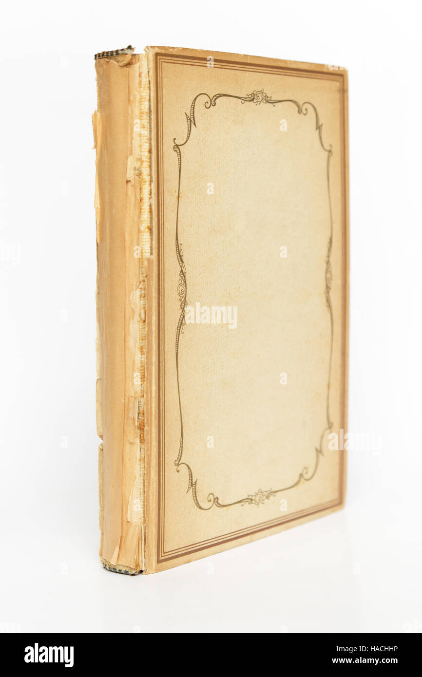 alten Buchcover mit Zierrahmen und vergilbten Papier leer ...