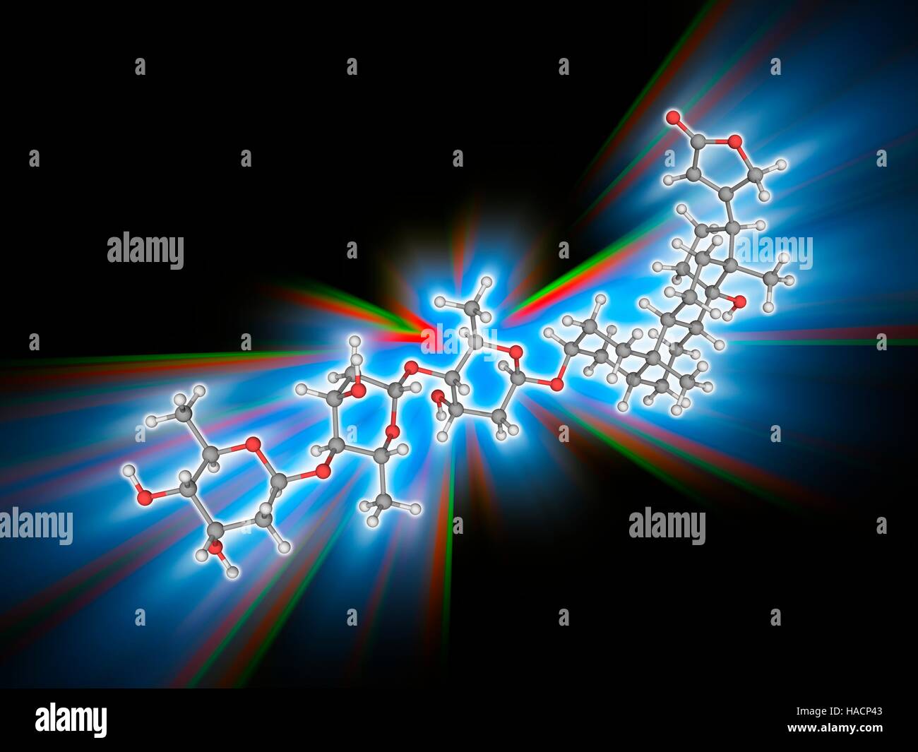 Digitoxin. Molekulares Modell des Herz-Kreislauf-Glykosid chemische ...