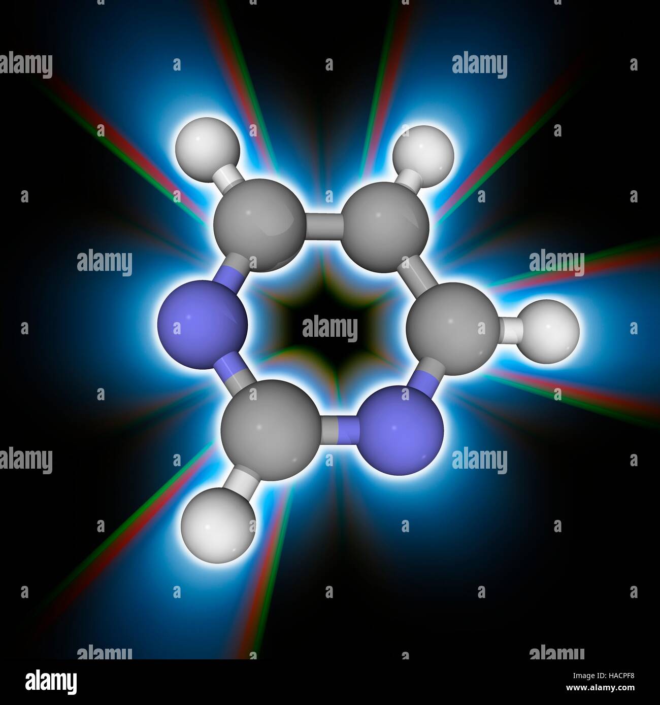Pyrimidine. Molekulares Modell des aromatische organische Verbindung ...