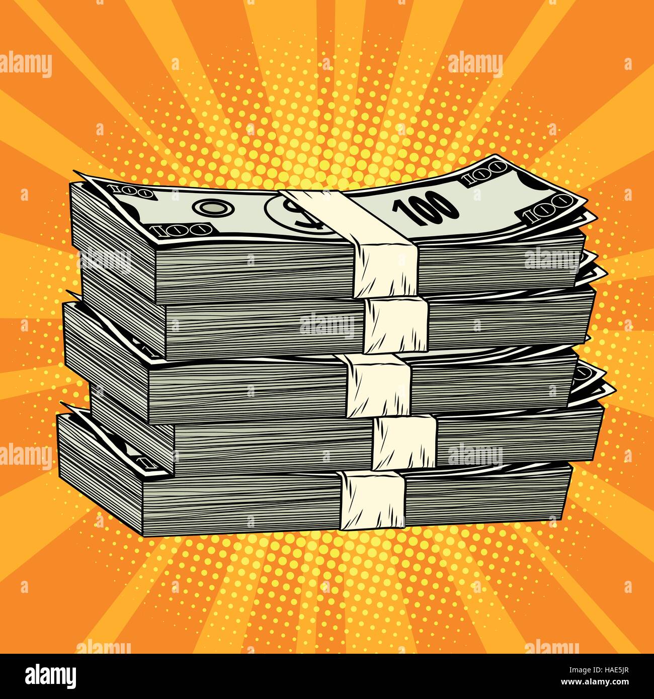 Stapel von Geld Dollar Pop-Art retro Stock-Vektorgrafik - Alamy