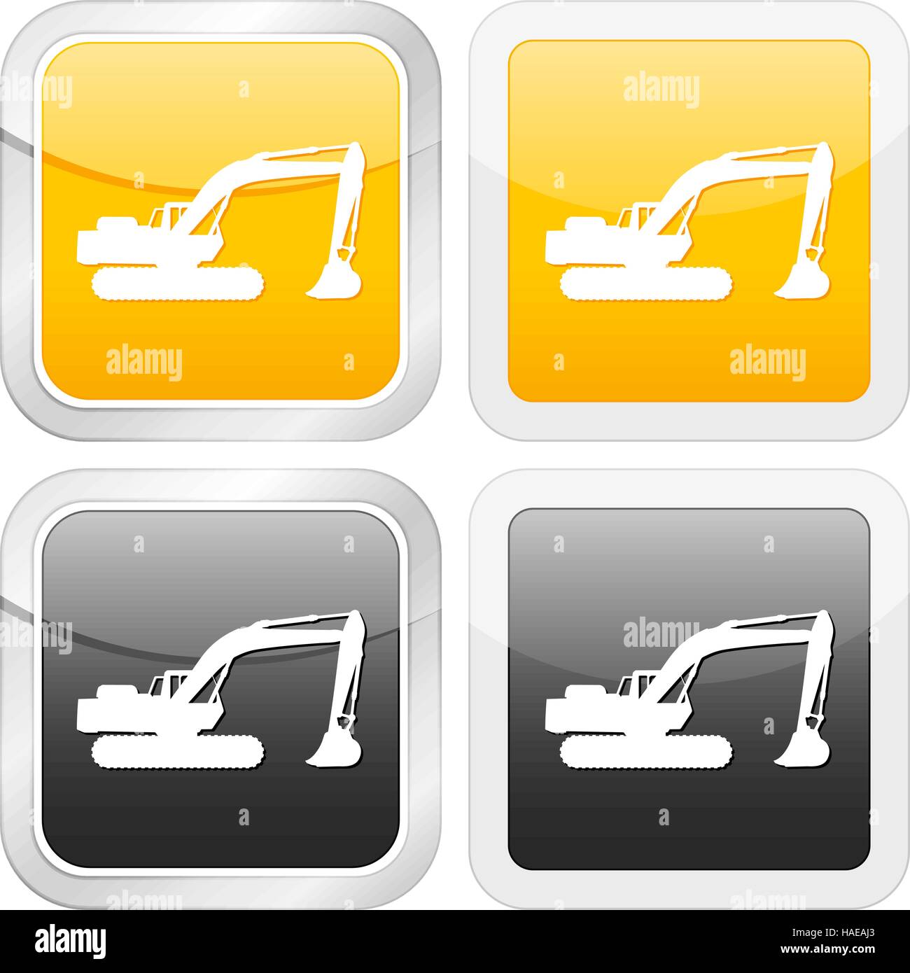 quadratisches Symbol Bagger setzen auf weißem Hintergrund. Vektor ...