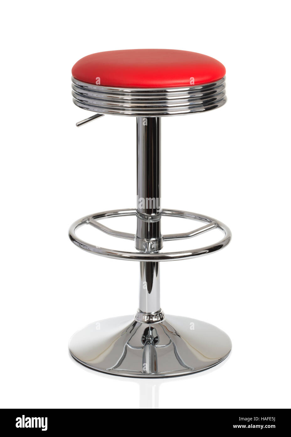 American Diner rote Vintage Hocker isoliert auf weißem Hintergrund ...