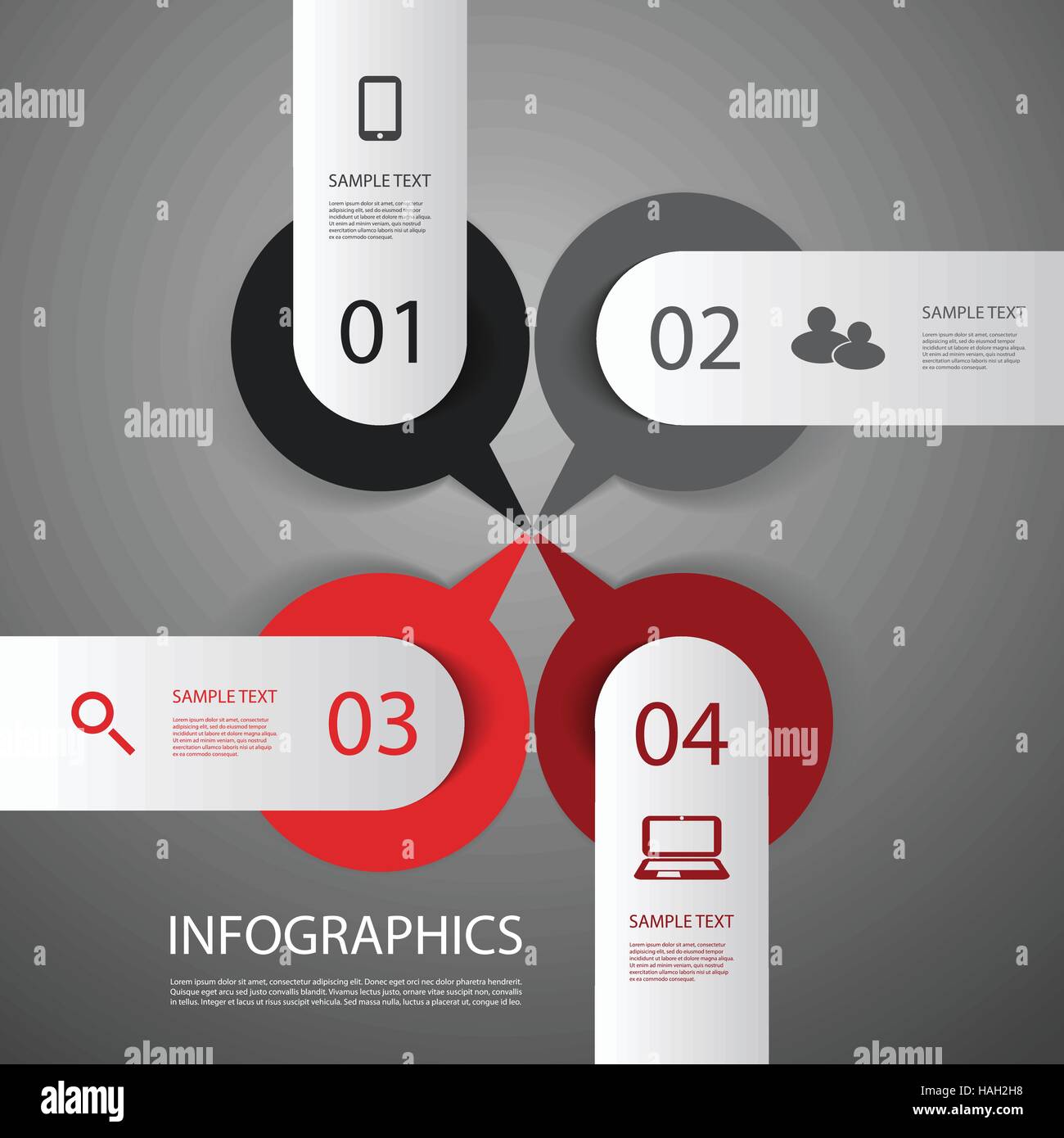 Bunte Runde Banner - Design mit Icons Infografik Cover - Illustration ...
