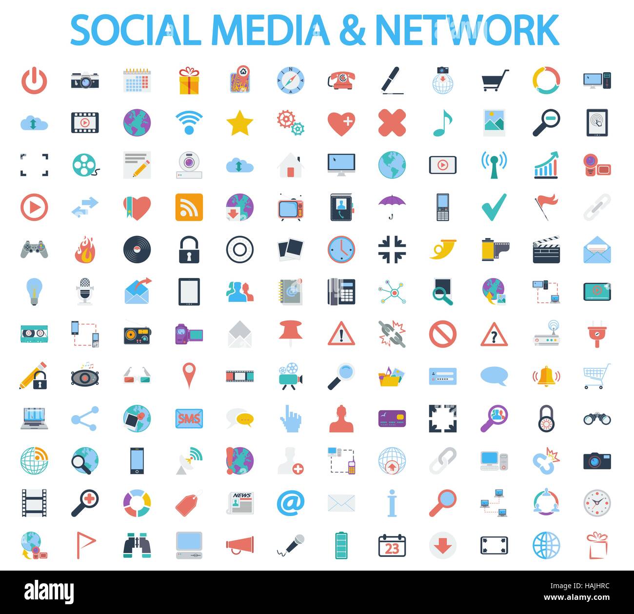 Social Media und Netzwerk-Icons set. Flache Vektor im Zusammenhang mit ...