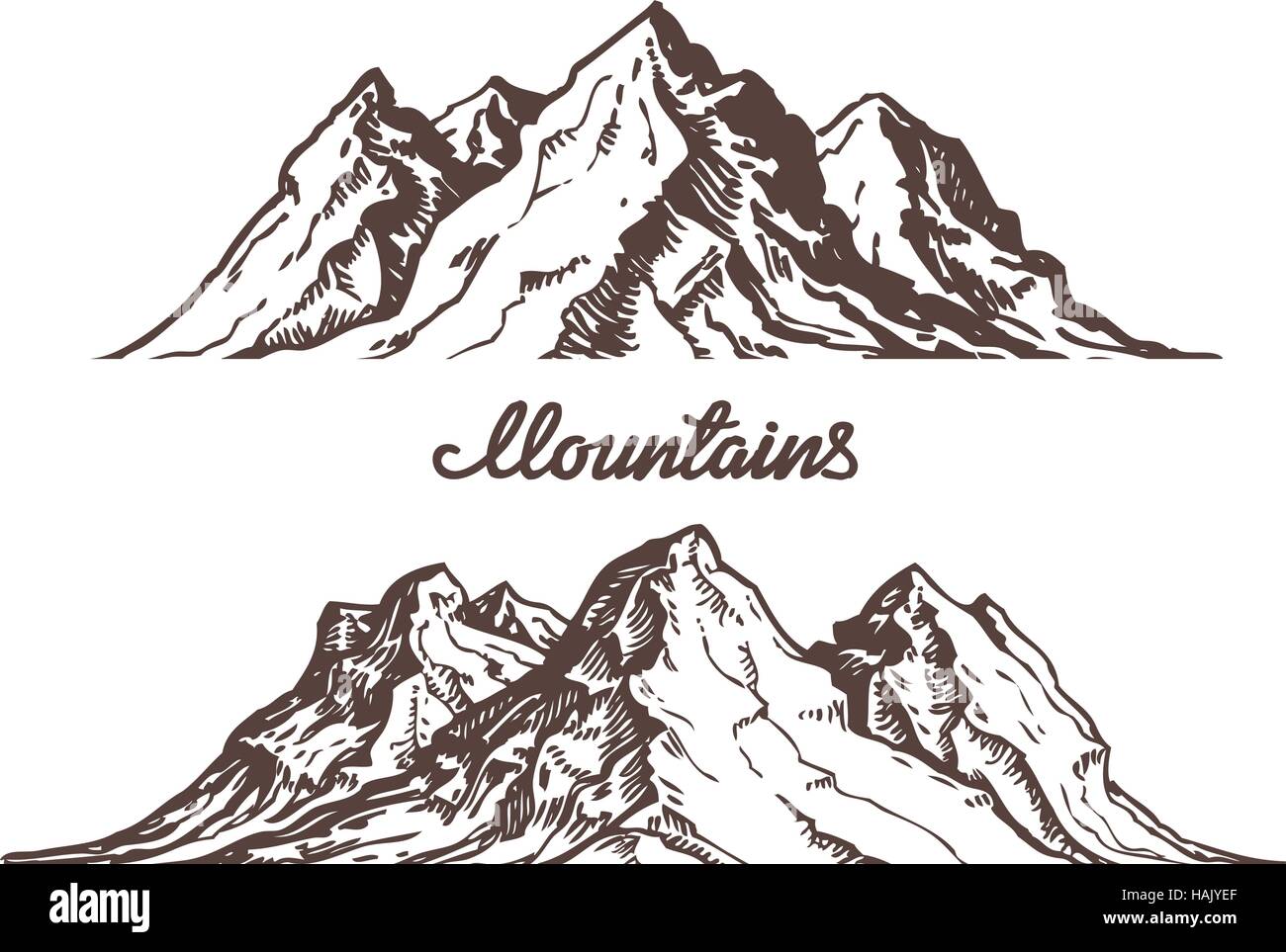 Berge skizzieren. Hand gezeichnet Vektor-illustration Stock ...