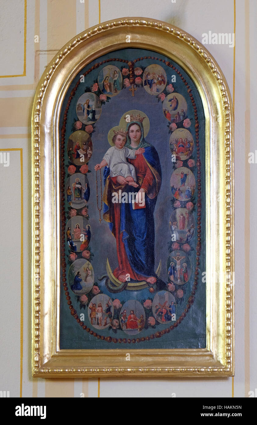 Jungfrau Maria, Königin des Heiligen Rosenkranzes Altarbild in der Pfarrkirche der Heiligen ...