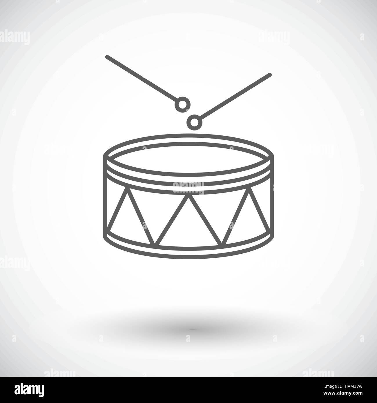 Trommel-Symbol. Dünne Linie flach Vektor im Zusammenhang mit Symbol für ...