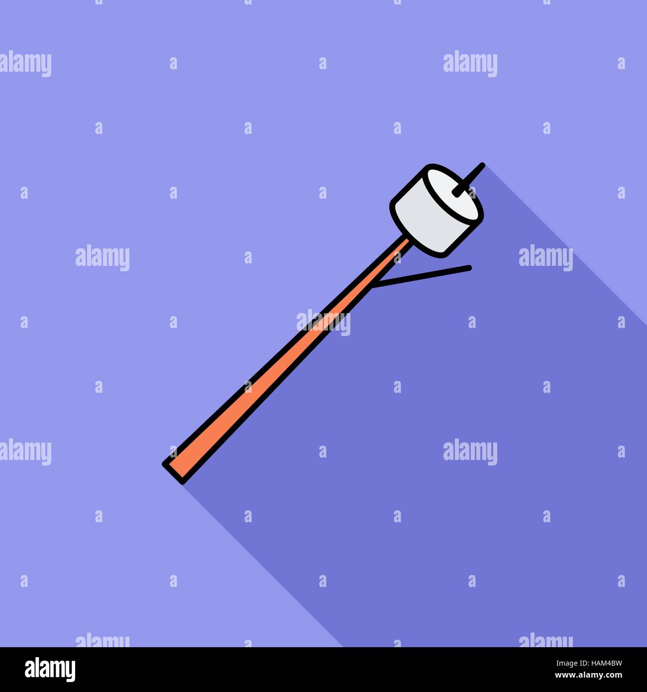 Marshmallow-Symbol. Flache Vektor zugehörige Symbol mit langen Schatten ...