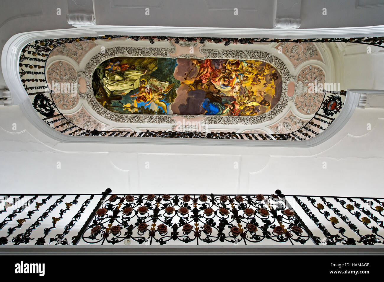 Decke Fresko über die Rose-Treppe im Stift Stams Zisterzienser-Abtei ...