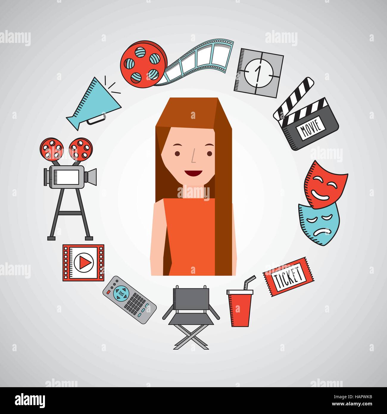 Cartoon Mädchen Kino Movie Icons Vektor Illustration Eps 10 Stock ...