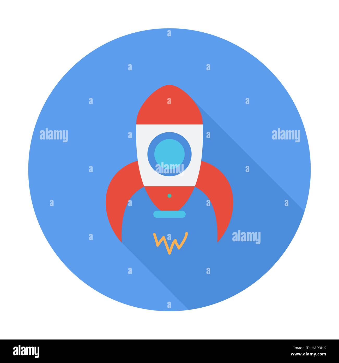 Rakete-Symbol. Flache Vektor zugehörige Symbol mit langen Schatten für ...