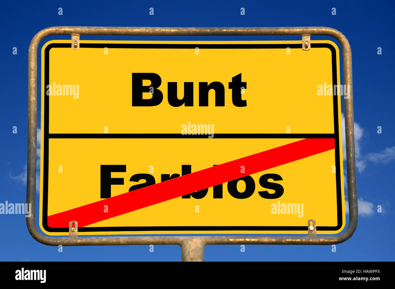 Zeichen; farblos - mehrfarbig Stockfotografie - Alamy