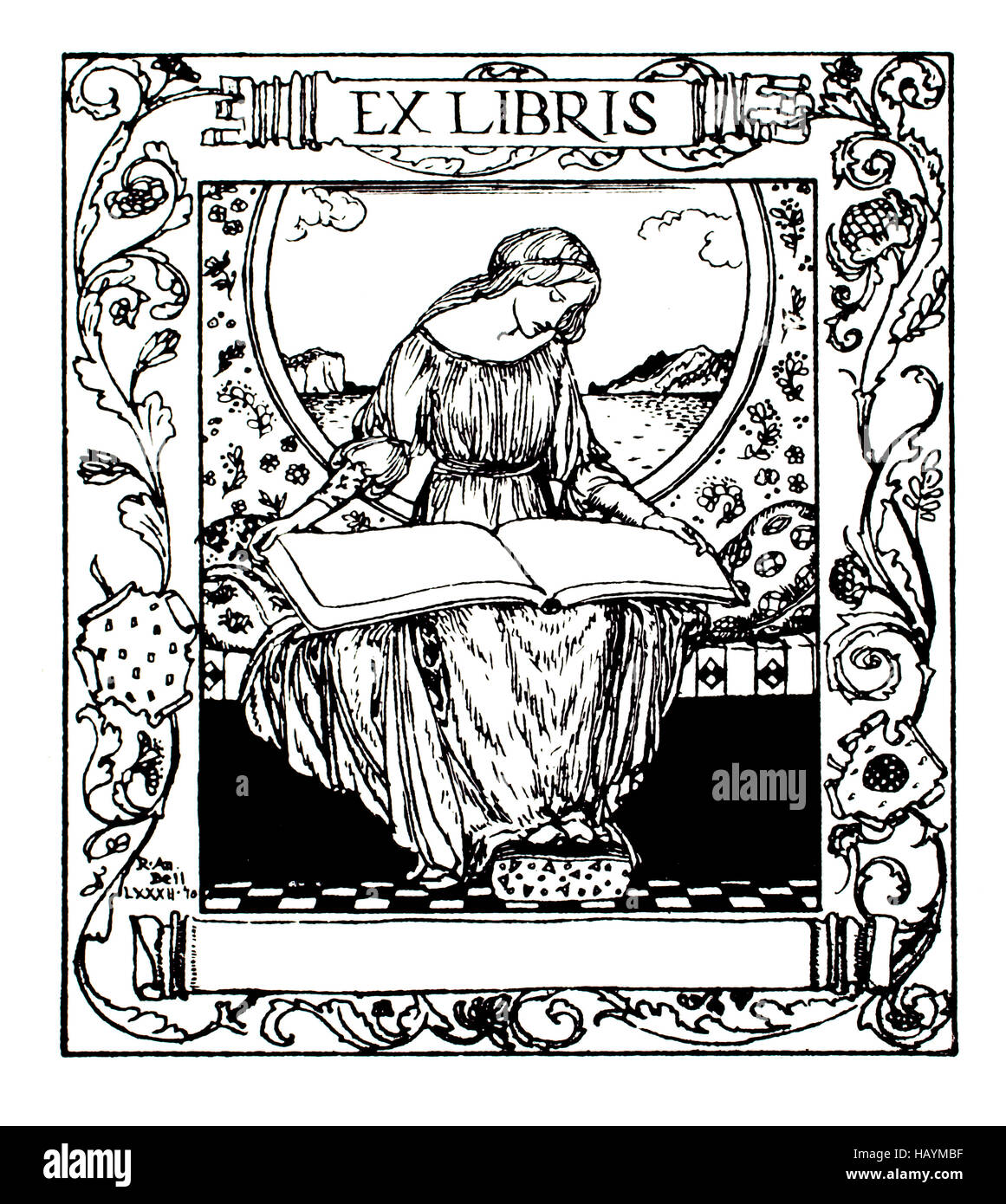 Ex Libris leere Bibliothek Exlibris von R Anning Bell Linie ...