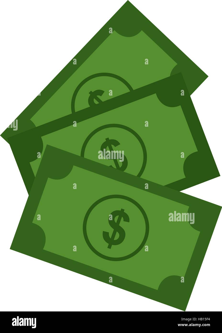 grüne Geldscheine auf weißem Hintergrund. Vektor-illustration Stock ...