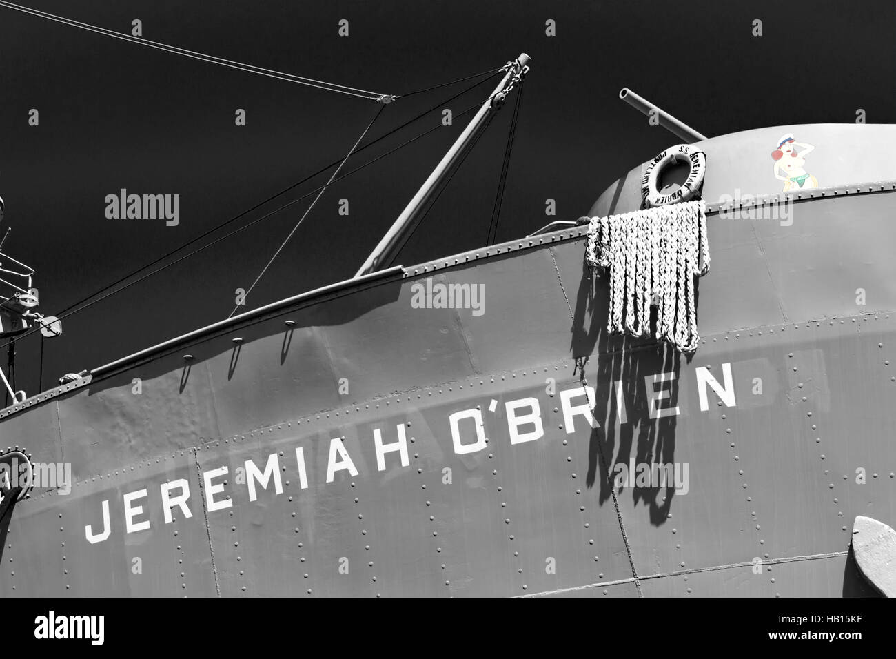 Detail der Liberty ship Jeremiah Obrien am Fishermans Wharf - schwarz ...