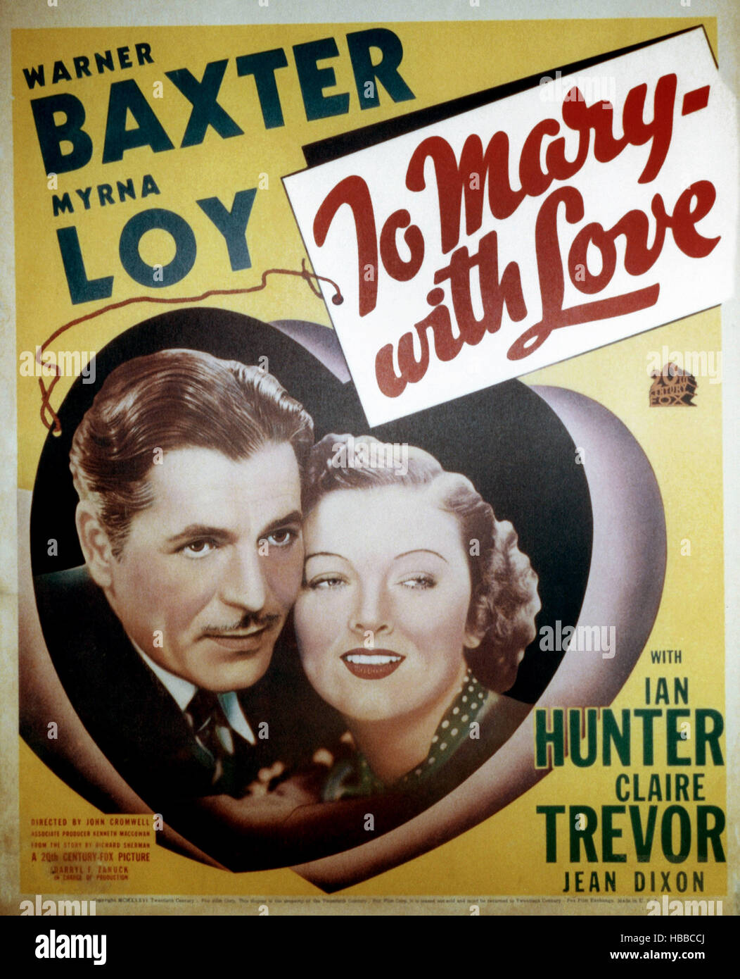 Maria-WITH LOVE, von links: Warner Baxter, Myrna Loy, 1936. © 20th ...